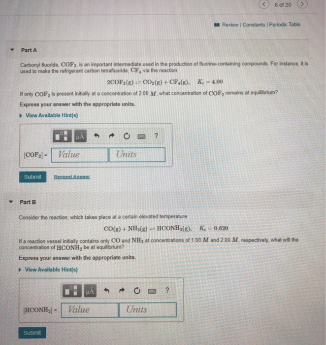 Solved 6 of 20 > Review Constants | Periodic Table Part A | Chegg.com