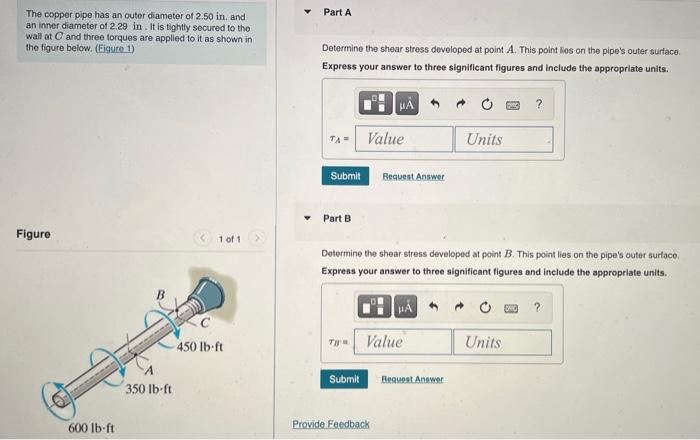 Solved The copper pipe has an outer diameter of 2.50in, and | Chegg.com