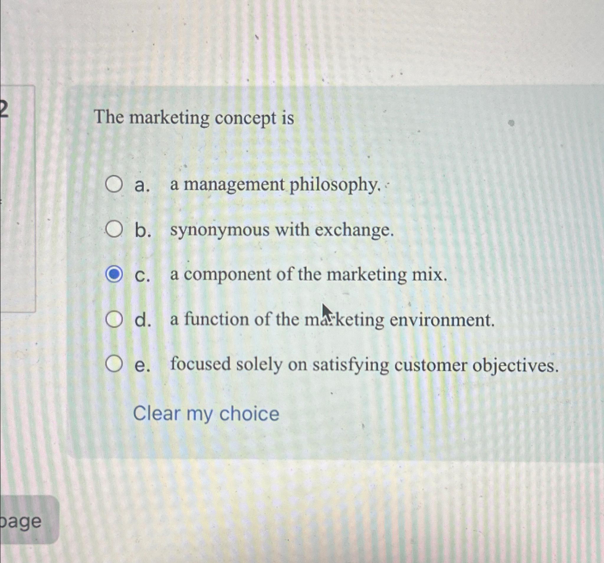 Solved The marketing concept isa. ﻿a management | Chegg.com