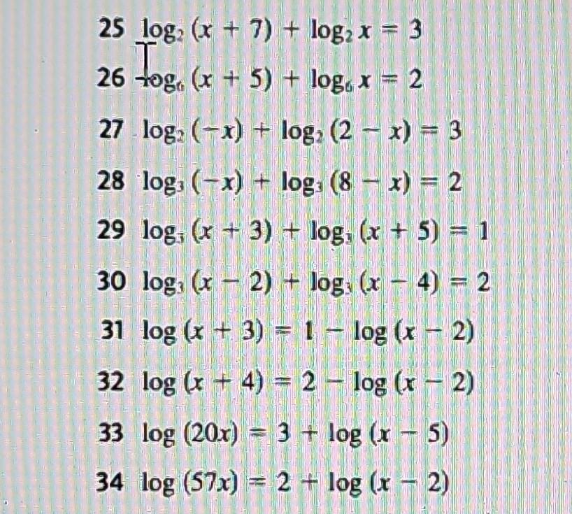 Solved 25log2(x+7)+log2x=326log6(x+5)+log6x=227log2(−x)+log2 | Chegg.com