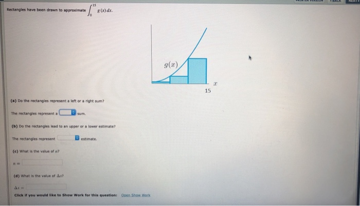 Solved Rectangles have been drawn to approximate x) dx. g(0) | Chegg.com