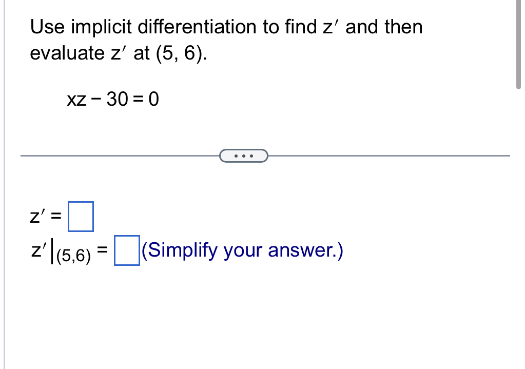 Solved Use implicit differentiation to find z' ﻿and | Chegg.com