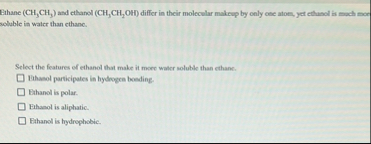 Solved Dihane (CH3CH3) ﻿and ethanol (CH3CH2OH) ﻿differ in | Chegg.com