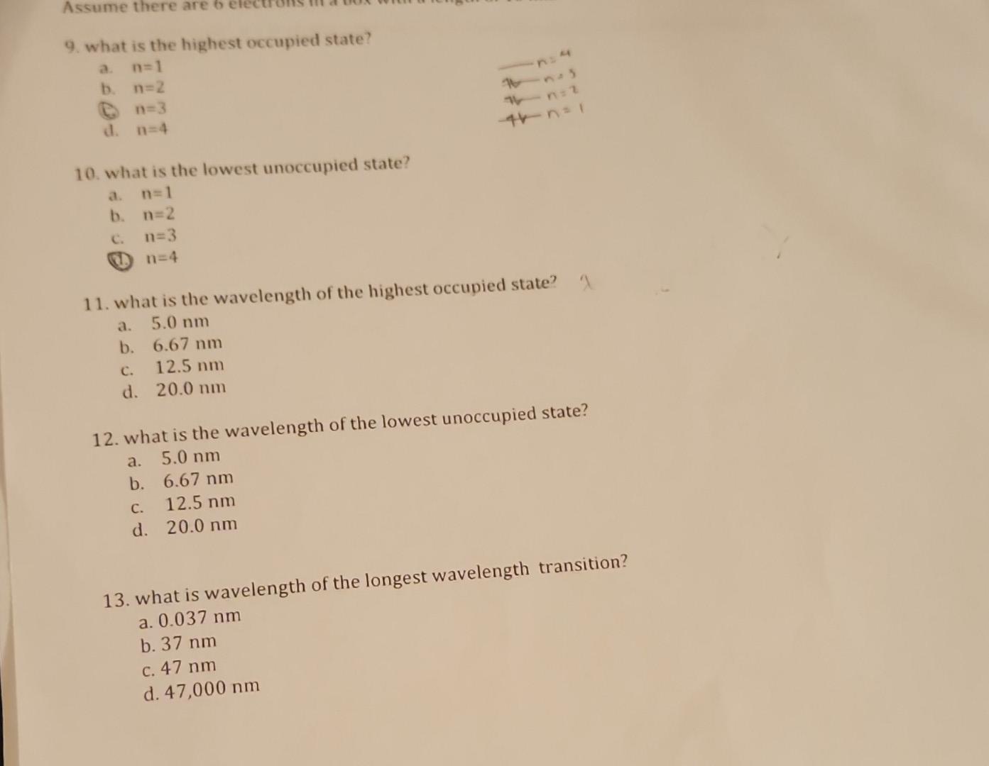 Solved 9. what is the highest occupied state? a. n=1 b. n=2 | Chegg.com
