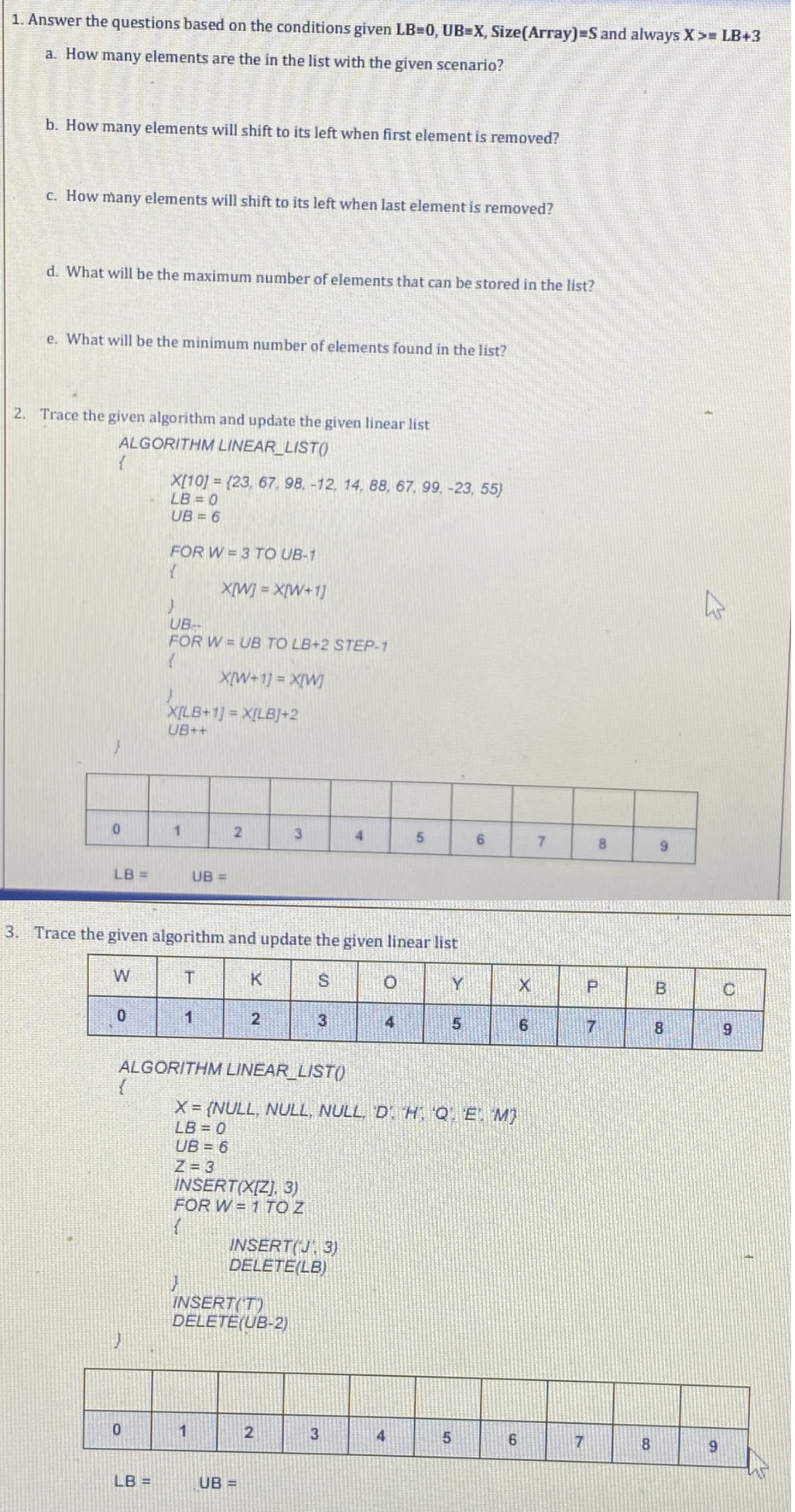 Solved The answers for the quastions on data structure | Chegg.com