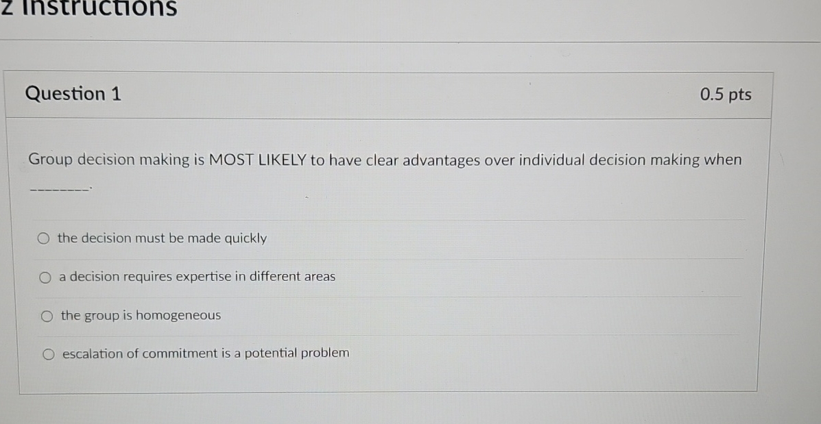 Solved z instructionsQuestion 10.5 ﻿ptsGroup decision making | Chegg.com