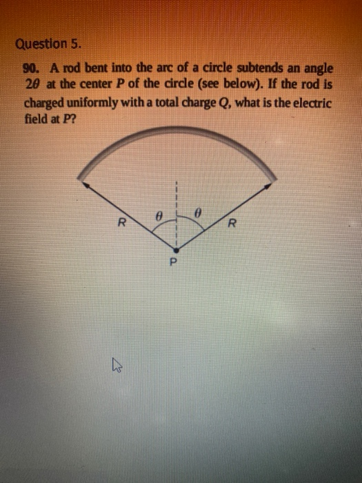 Solved Question 5. 90. A rod bent into the arc of a circle | Chegg.com