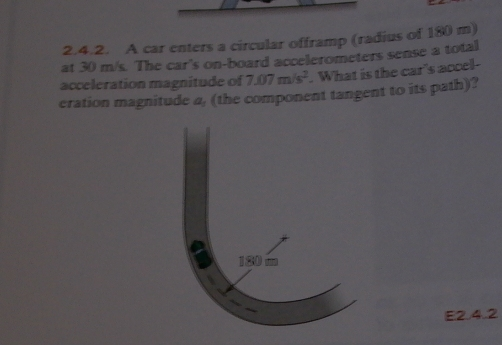 Solved A car enters a circular off ramp (radius of 180 m) at | Chegg.com