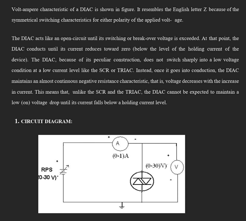 Solved Volt-ampere characteristic of a DIAC is shown in | Chegg.com