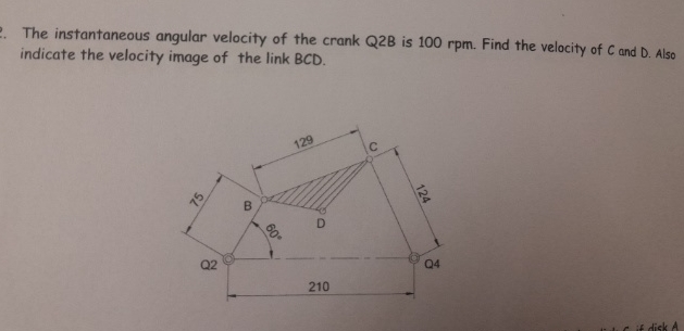 The instantaneous angular velocity of the crank Q2B | Chegg.com