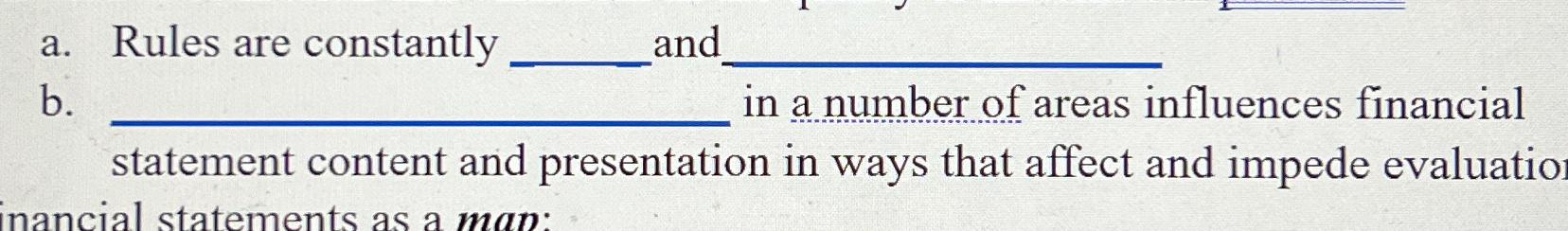 Solved A ﻿rules Are Constantly Andb ﻿in A Number Of Areas
