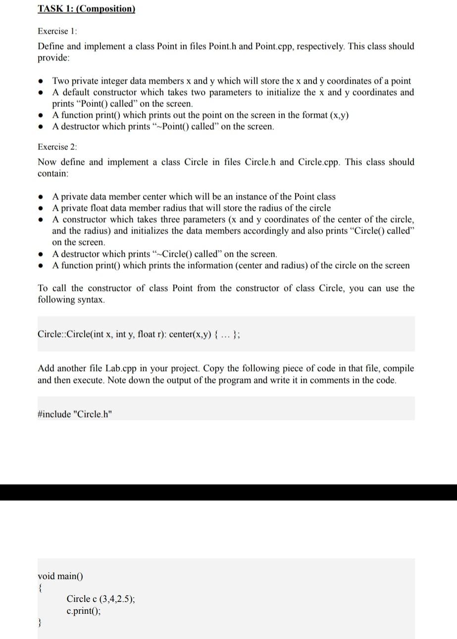Solved TASK 1: (Composition) Exercise 1: Define and | Chegg.com