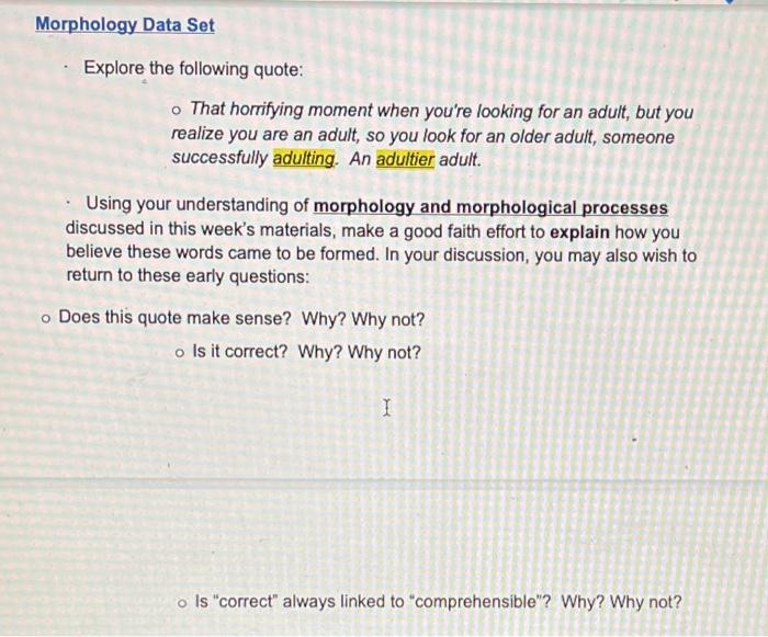 Solved Morphology Data Set Explore the following quote: o | Chegg.com