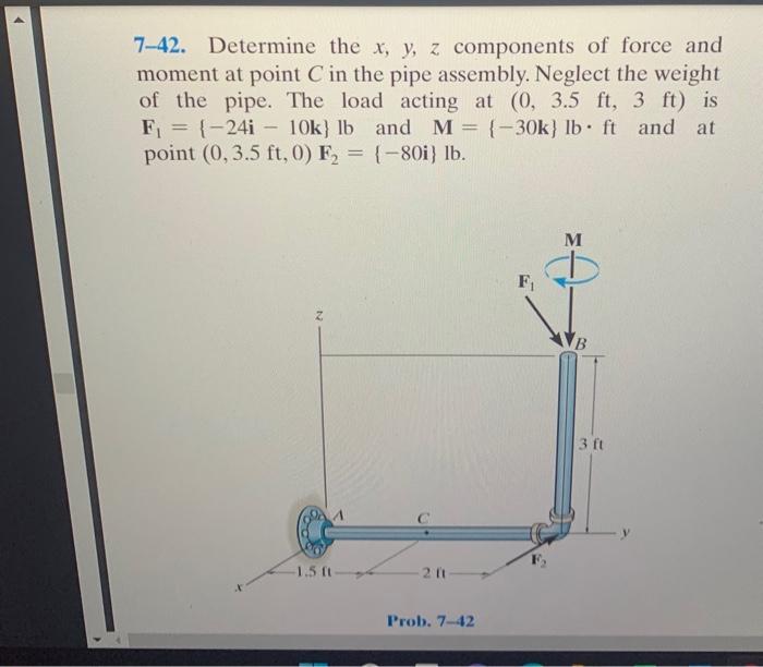 Solved 7–42. Determine the x, y, z components of force and | Chegg.com