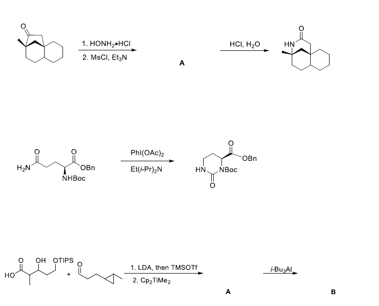 Solved O HCI, H2O HN 1. HONH2.HCI 2. MSCI, Et N A Phl(OAc)2 | Chegg.com