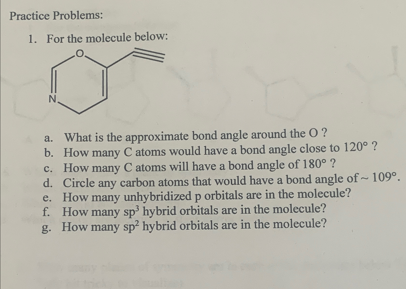 Solved Practice Problems:For the molecule below:a. ﻿What is | Chegg.com