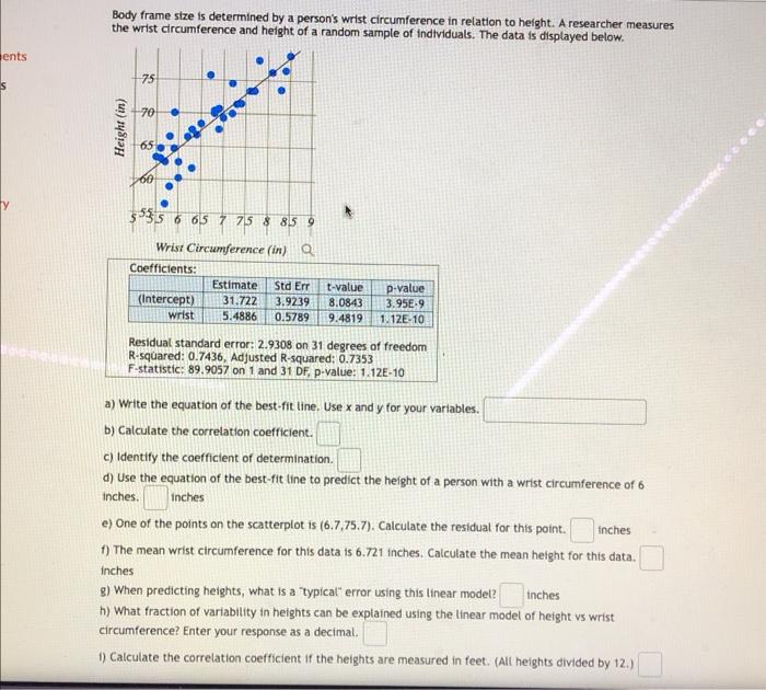 Solved Body frame size is determined by a person's wrist | Chegg.com