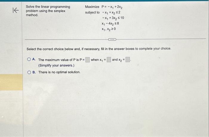 Solved Solve the linear programming problem using the | Chegg.com