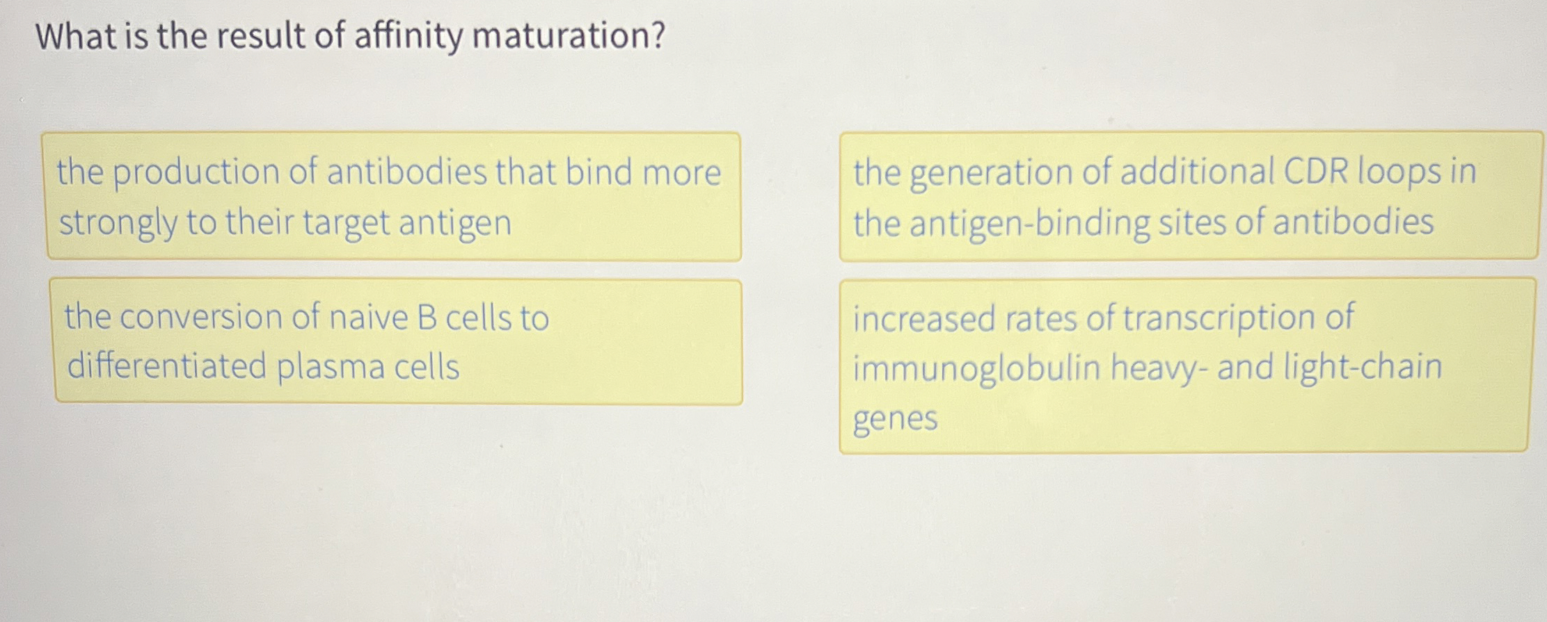 Solved What is the result of affinity maturation?the | Chegg.com