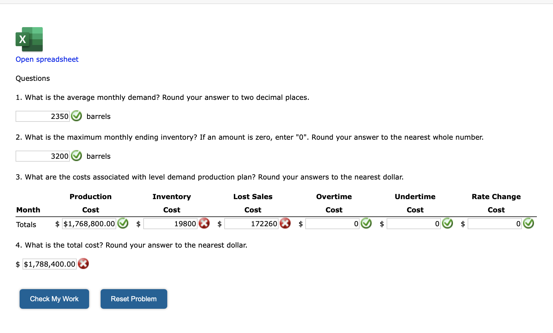 Solved Open spreadsheetQuestions1. ﻿What is the average | Chegg.com