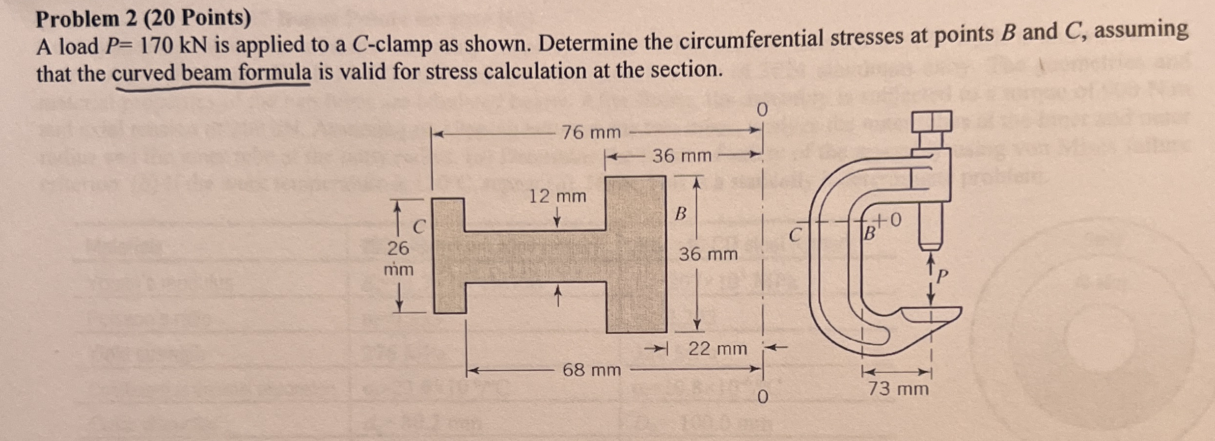 Solved by an EXPERT Problem 2 (20 ﻿Points)A load P=170kN ﻿is applied to a | Chegg.com