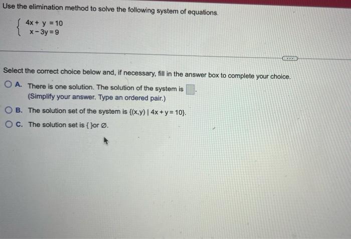 Solved Use the elimination method to solve the following | Chegg.com
