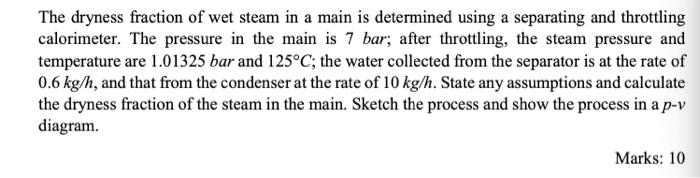 Solved The dryness fraction of wet steam in a main is | Chegg.com