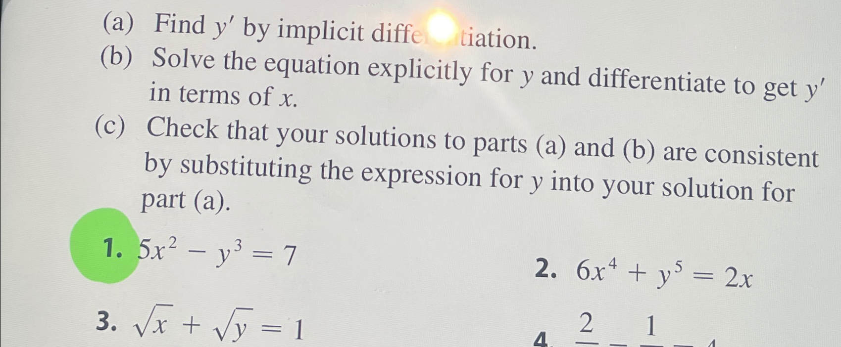 Solved (a) ﻿Find y' ﻿by implicit diffe tiation.(b) ﻿Solve | Chegg.com