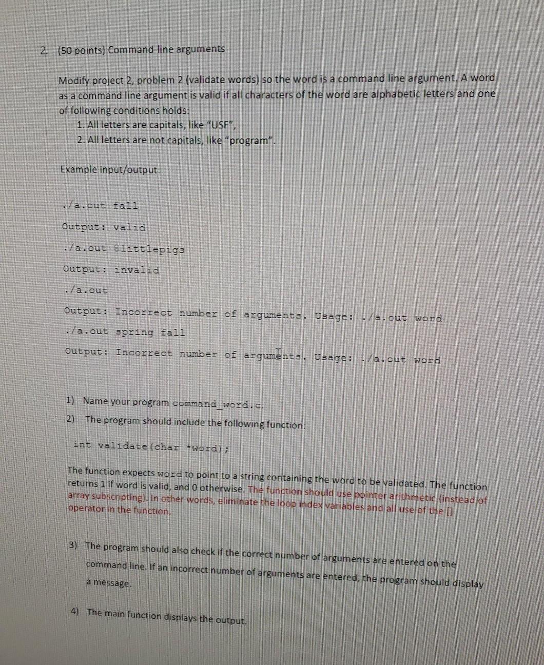 Solved 2 50 Points Command Line Arguments Modify Project 7552
