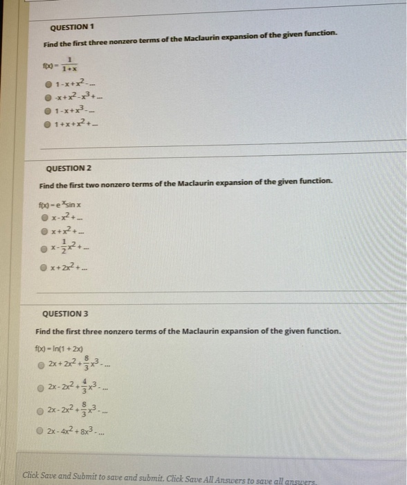 Solved find the first three nonzero terms of the maclaurin | Chegg.com