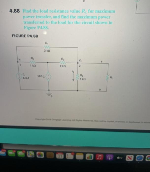 Solved 4.88 Find the load resistance value R, for maximum | Chegg.com