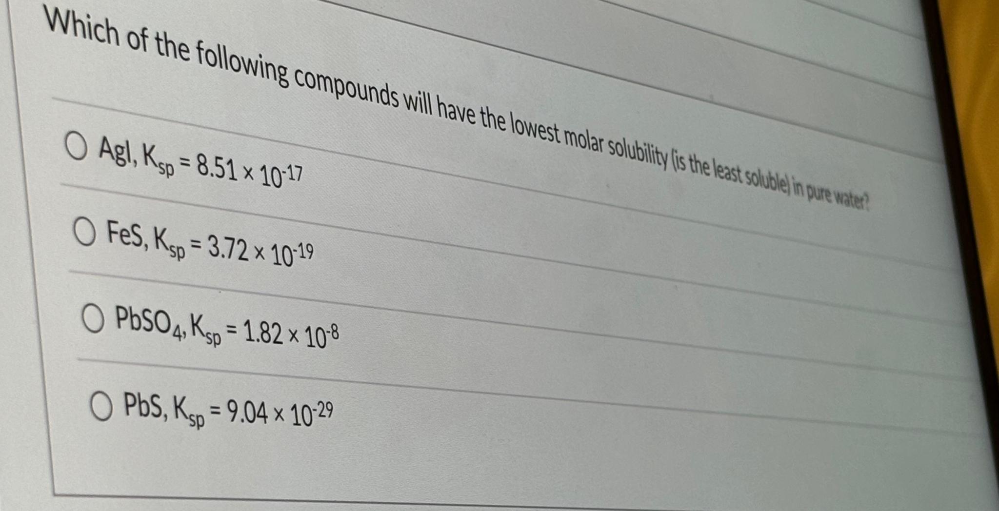 Solved Which of the following compounds will have the lowest | Chegg.com