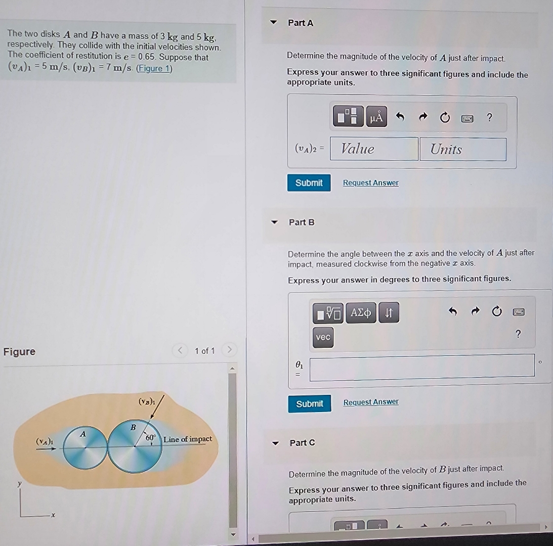 [Solved]: The two disks A and B have a mass of 3kg and 5kg,