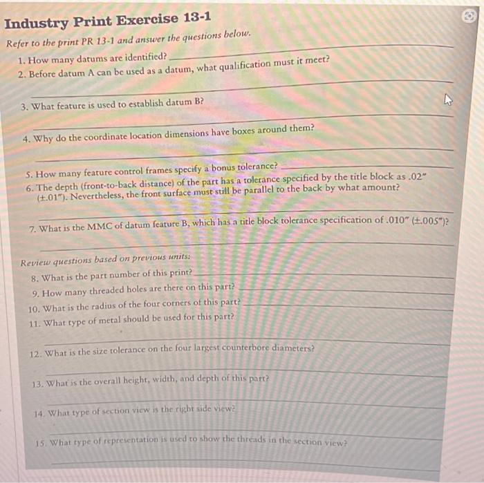 Industry Print Exercise 13-1 Refer to the print PR | Chegg.com