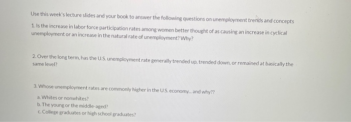 Solved Use this week's lecture slides and your book to | Chegg.com