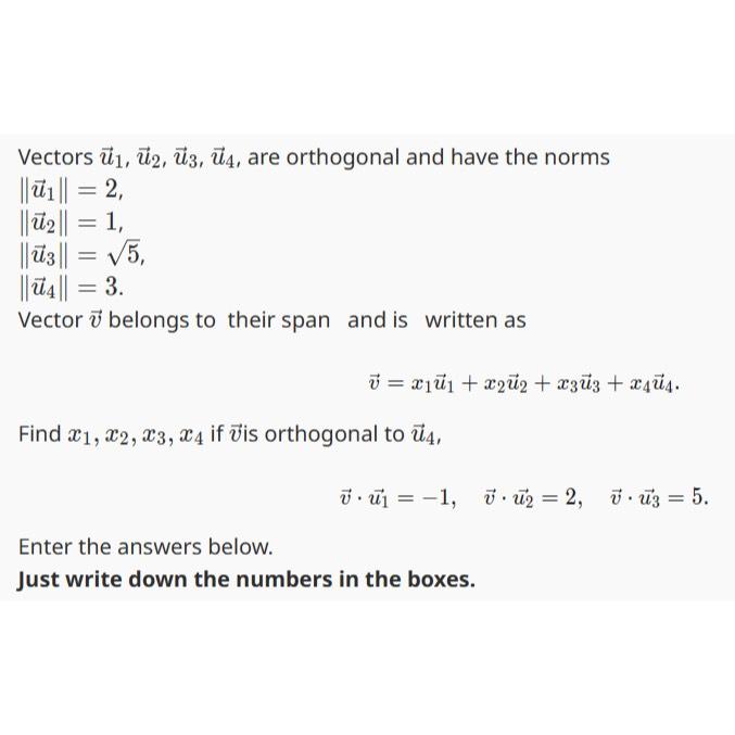 Solved Vectors vec(u)1,vec(u)2,vec(u)3,vec(u)4, are | Chegg.com Solved Vectors vec(u)1,vec(u)2,vec(u)3,vec(u)4, are | Chegg.com