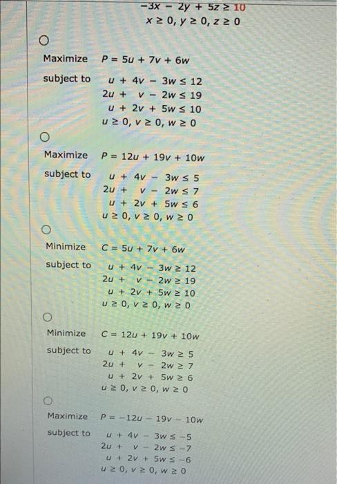 Solved Construct the dual problem associated with the | Chegg.com