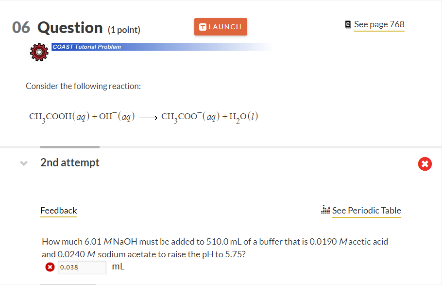 Solved 2nd attemptHow much 6.01MNaOH must be added to | Chegg.com