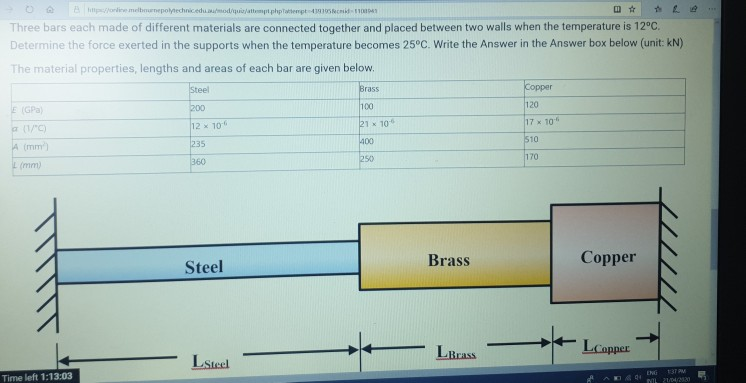 Solved Three bars each made of different materials are | Chegg.com