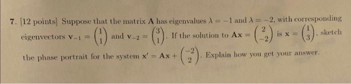 Solved 7. [12 points ] Suppose that the matrix A has | Chegg.com