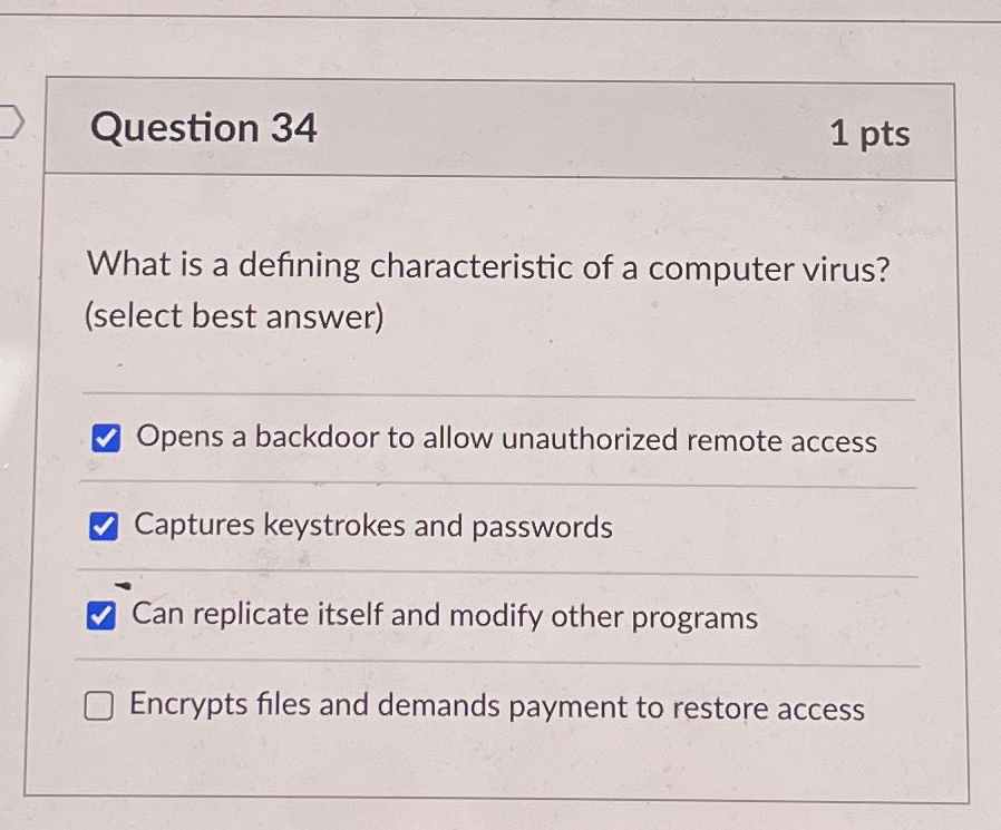 Solved Question 341ptsWhat is a defining characteristic of a | Chegg.com