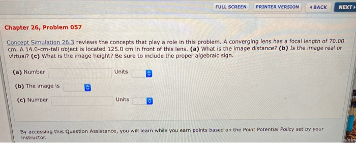 Solved FULL SCREEN PRINTER VERSION BACK NEXT Chapter 26, | Chegg.com