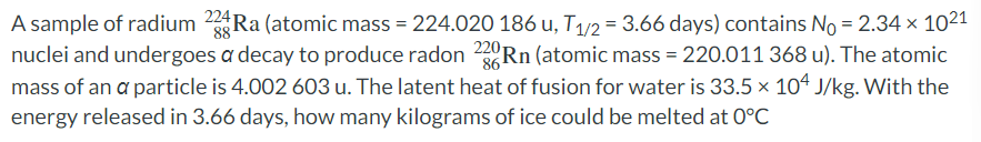 Solved A sample of ﻿radium | Chegg.com