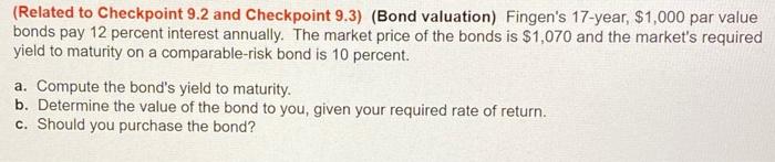 Solved (Related to Checkpoint 9.2 and Checkpoint 9.3) (Bond | Chegg.com