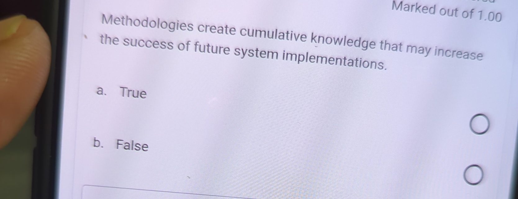 Solved Marked out of 1.00Methodologies create cumulative | Chegg.com