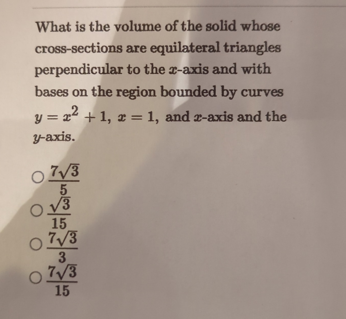 Solved What is the volume of the solid whose cross-sections | Chegg.com