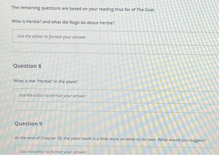 Solved The remaining questions are based on your reading | Chegg.com