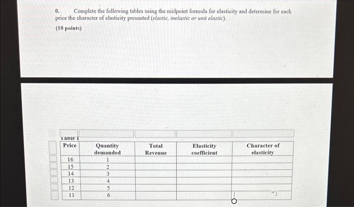 Solved 0. Complete the following tables using the midpoint | Chegg.com