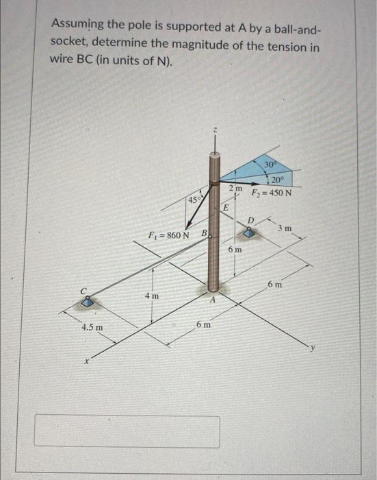 Solved Assuming the pole is supported at A by a | Chegg.com
