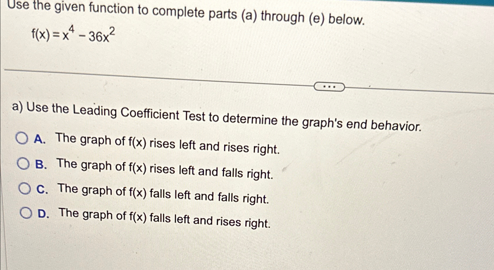 Solved Use the given function to complete parts (a) ﻿through | Chegg.com